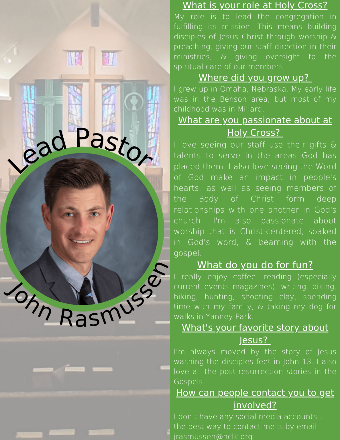 Staff – Pastor John Rasmussen – Holy Cross Lutheran Church